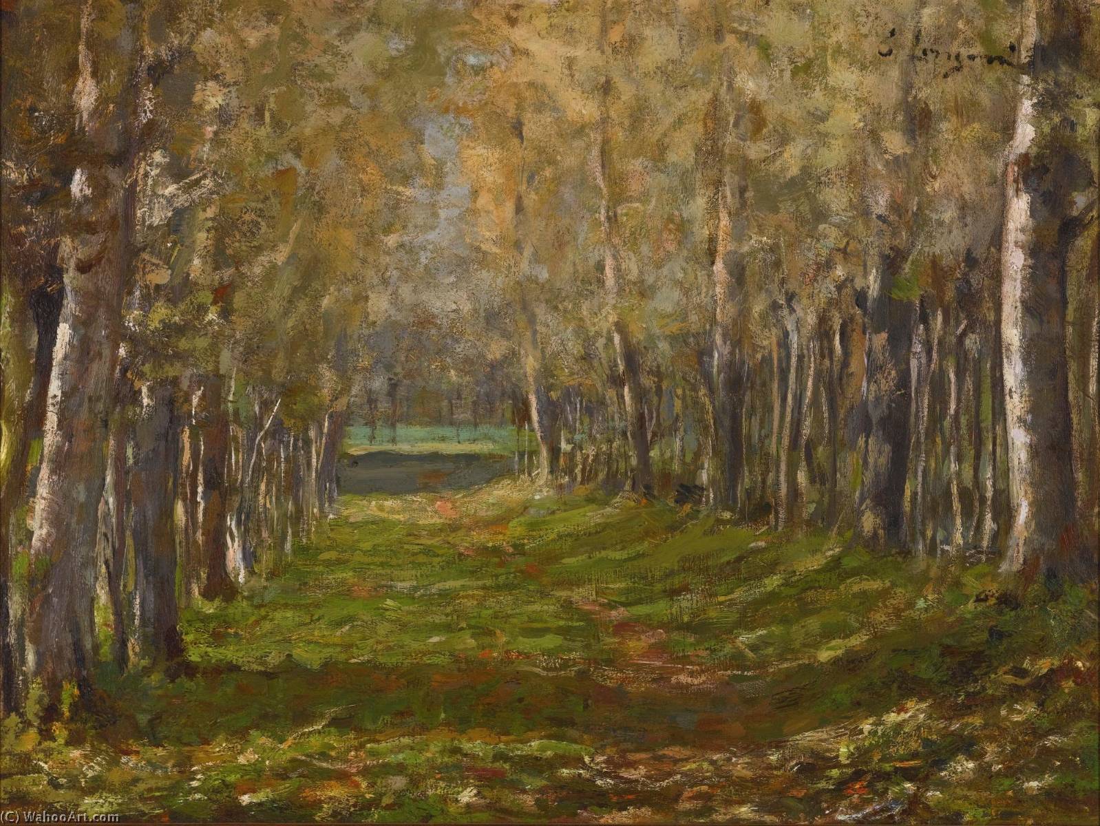 Artwork Replica A Forest Path by Emilio Longoni (1859-1932) | ArtsDot.com