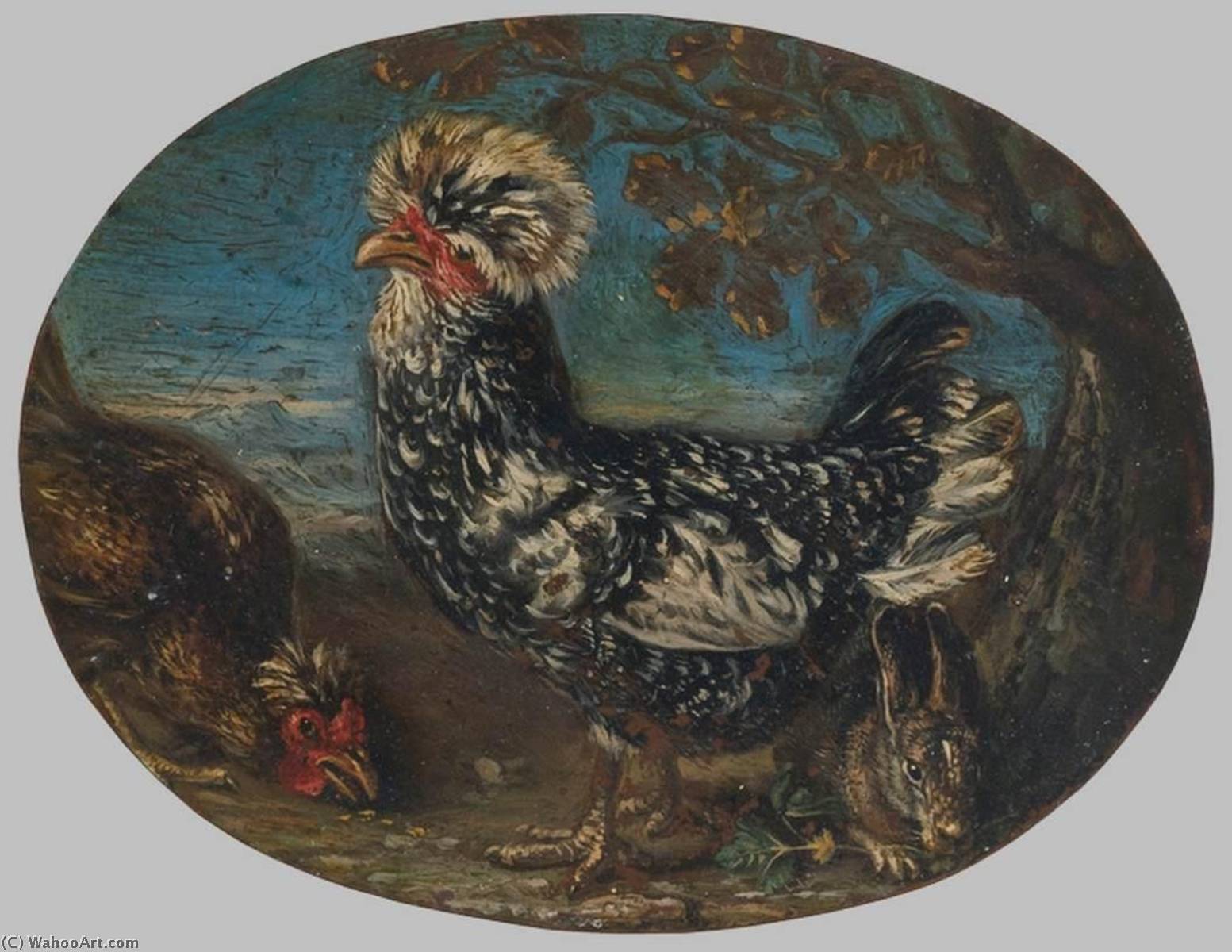 Buy Museum Art Reproductions Roosters and a Rabbit in a Landscape by ...