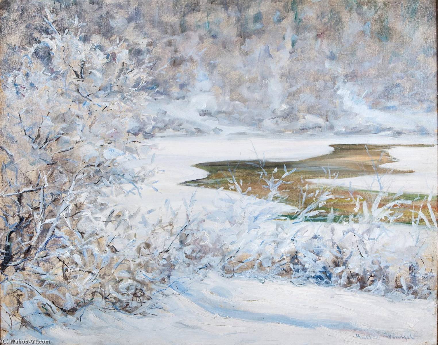 Museum Art Reproductions Frozen river in Gudbrandsdal by Gustav Wentzel ...