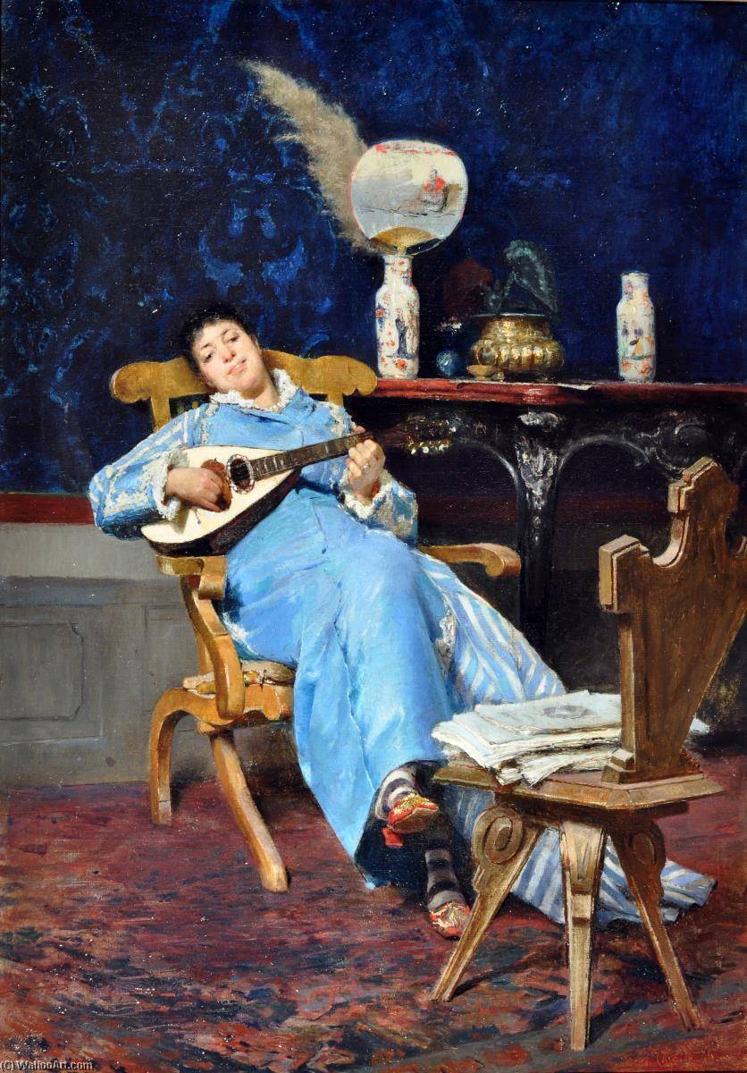 Purchase Oil Painting Replica Girl with a Mandolin by Vincenzo Caprile ...
