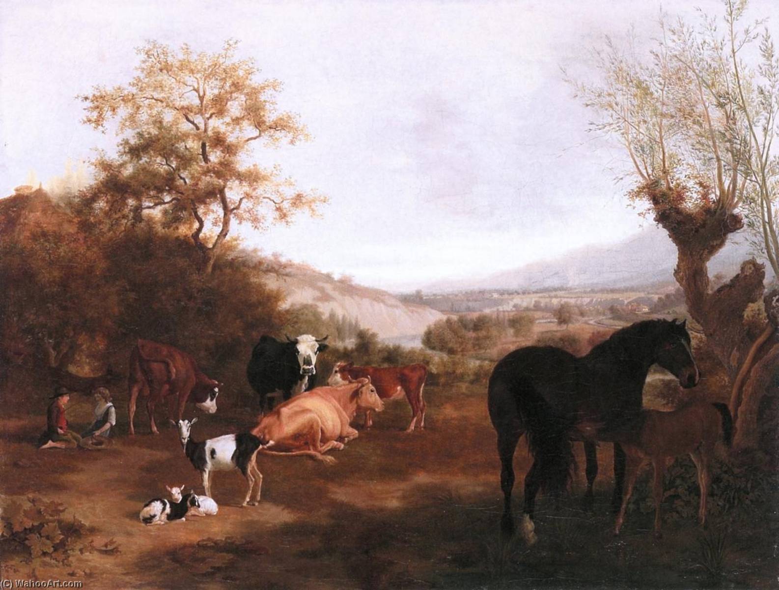 Purchase Oil Painting Replica Geneva Landscape with Horses and Cows ...