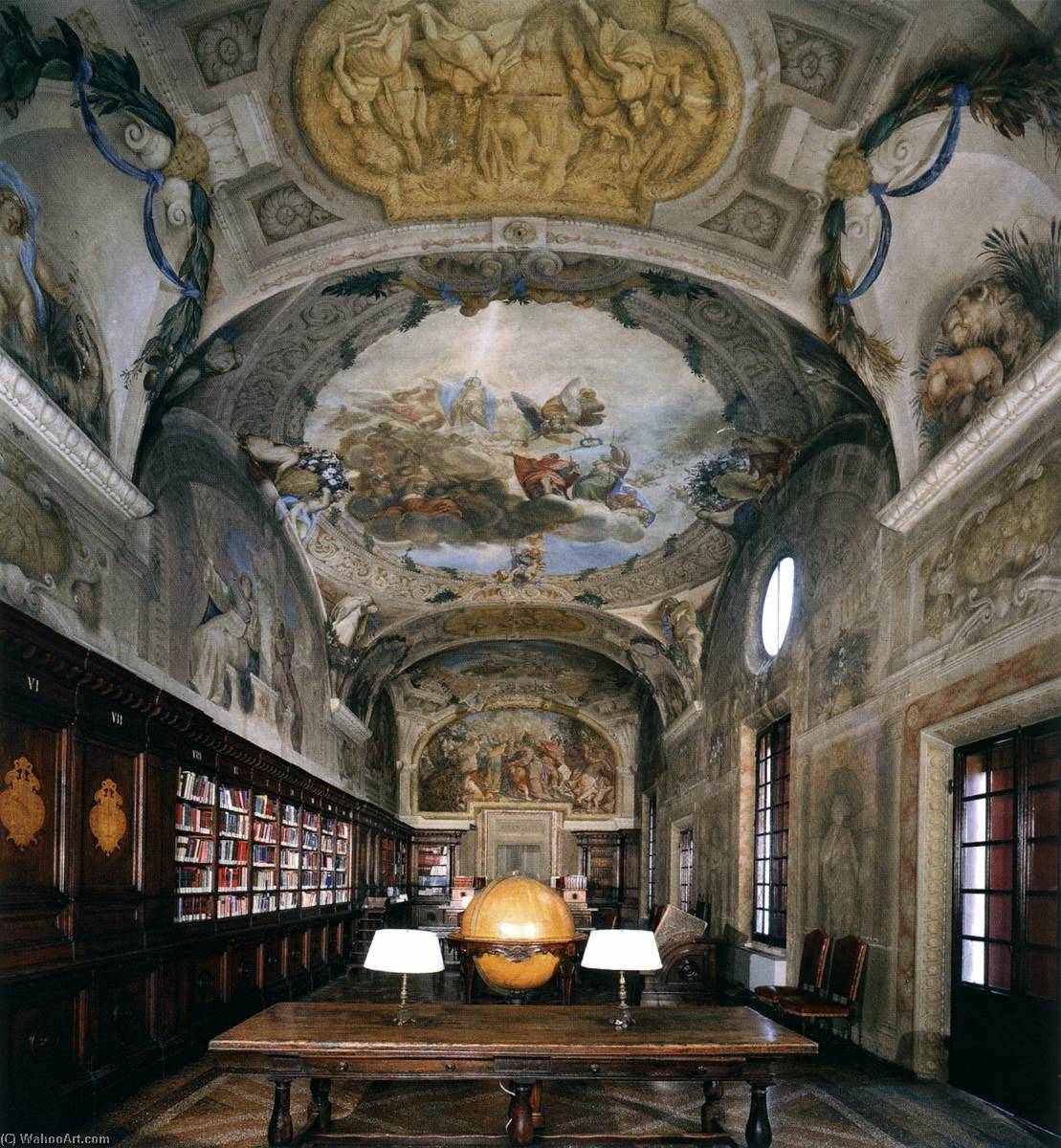Paintings Reproductions | View of the library, 1677 by Domenico Maria ...