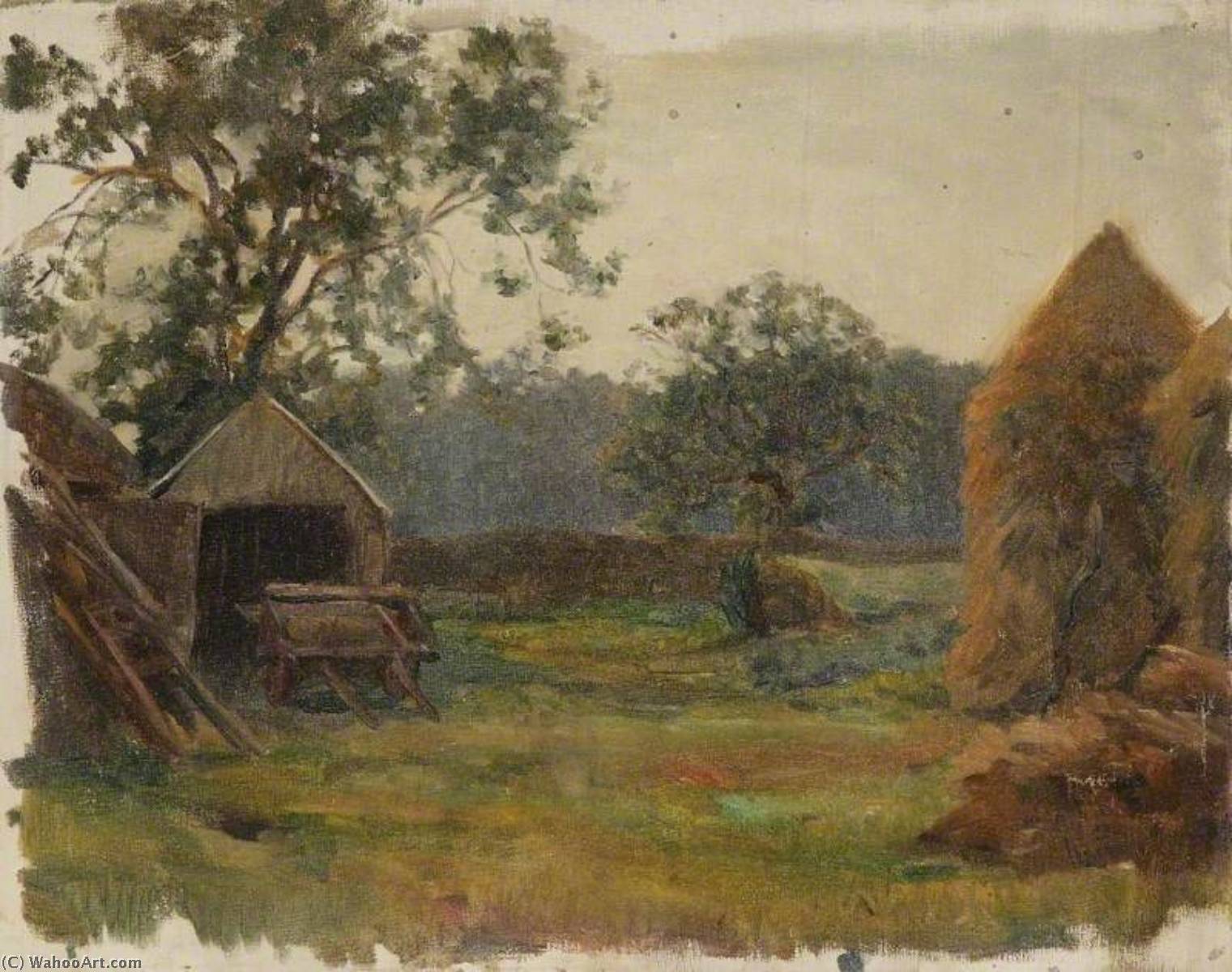 Art Reproductions Farmyard with a Trap by Brian Hatton (1887-1916 ...