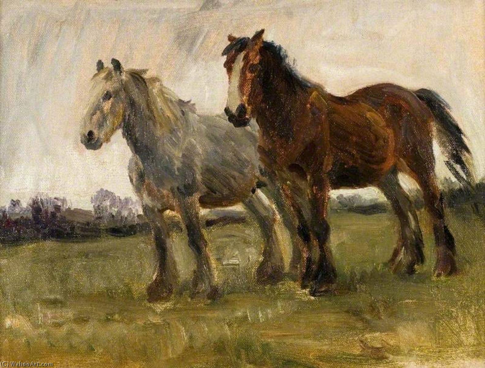 Museum Art Reproductions Two Horses by Brian Hatton (1887-1916 ...
