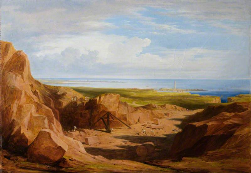 Get Art Reproductions Quarrying Peterhead Quarry with a Lighthouse in ...
