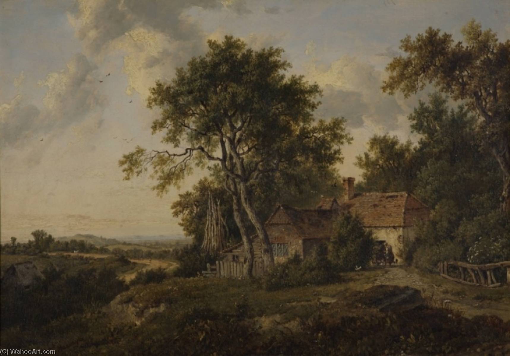 Oil Painting Replica A Cottage among Trees, 1826 by Patrick Nasmyth (1787-1831, United Kingdom ...
