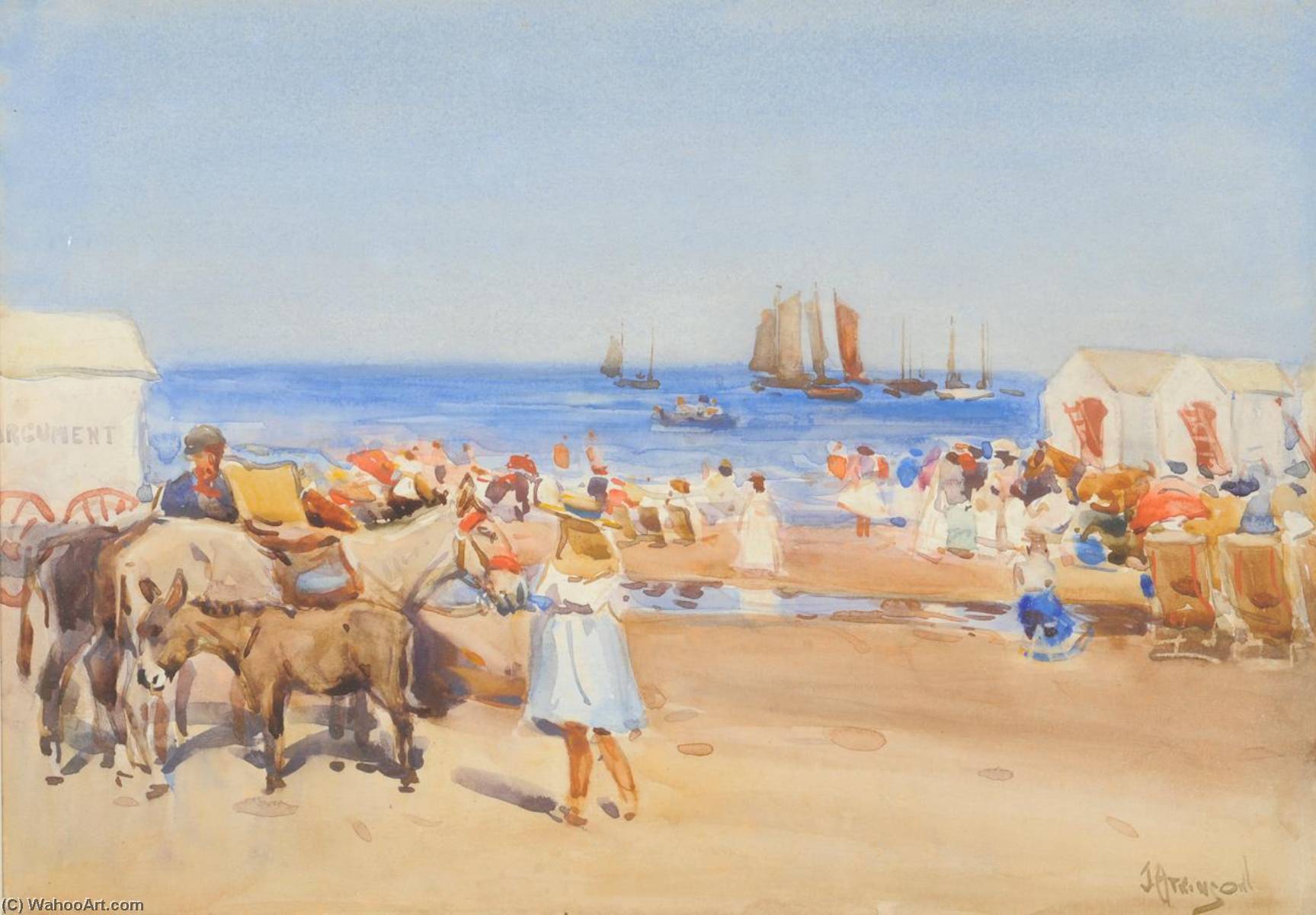 Museum Art Reproductions Figures on the Beach at Whitby by John ...