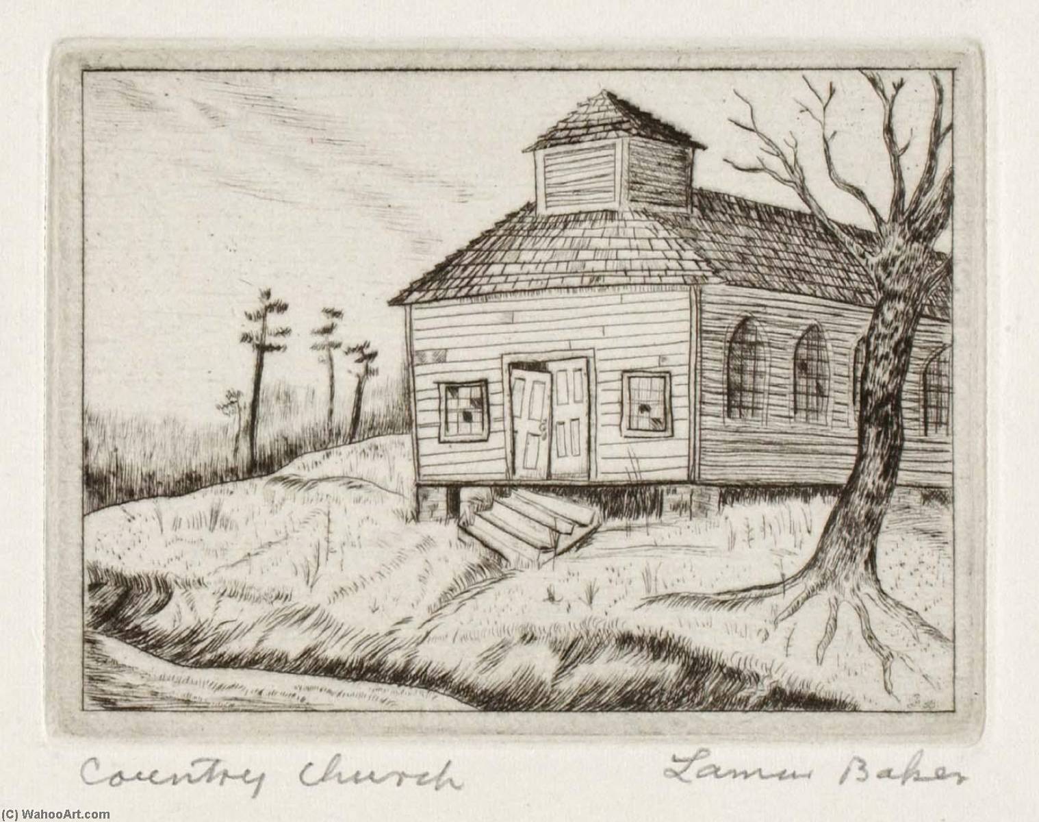Buy Museum Art Reproductions Country Church, 1939 by Lamar Baker ...