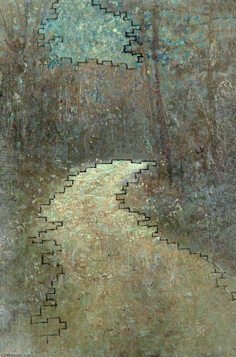 Paintings Reproductions Patterned Stream by Sidney Herbert Sime (1865 ...