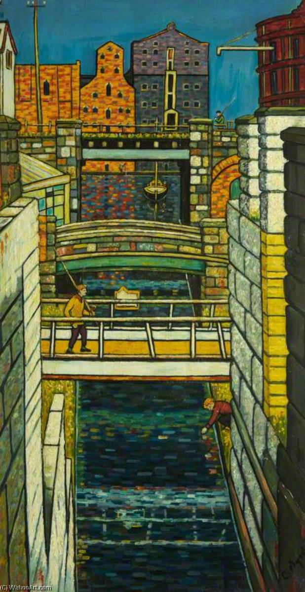 A Series of Three Bridges with a Boy and a Fisherman by Charles Byrd ...