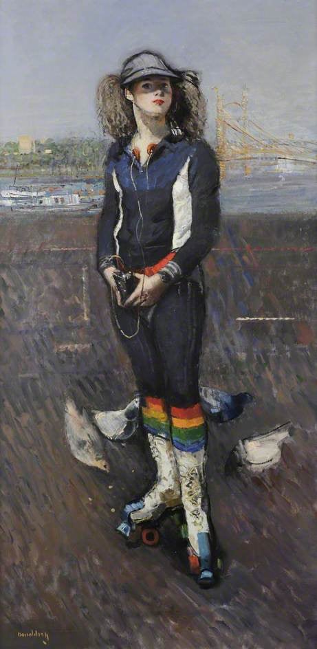 Paintings Reproductions Caroline on Roller Skates by David Abercrombie ...