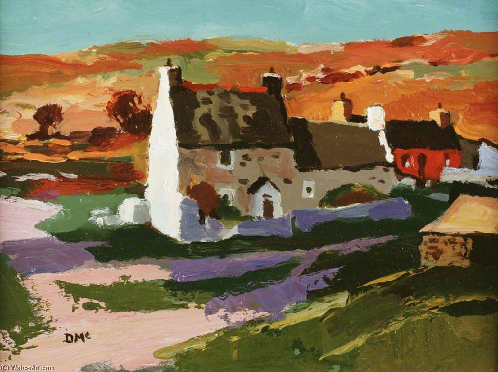 Sunlight on Hill, Abereiddy, 1997 by Donald Mcintyre (1923-2009) Donald ...