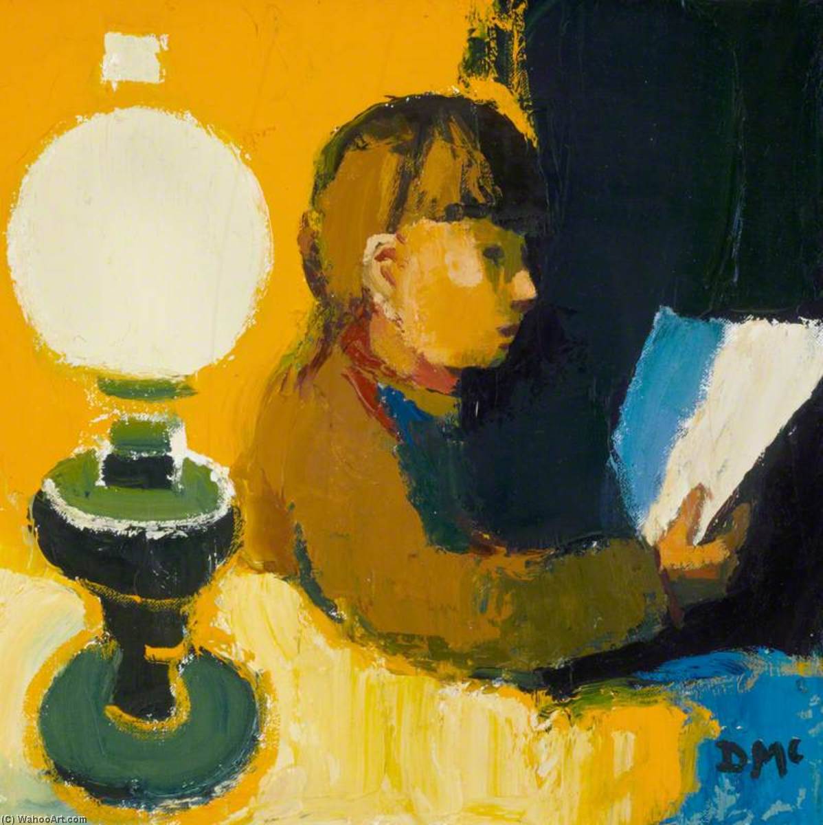 Reading by Lamplight by Donald Mcintyre (1923-2009) Donald Mcintyre ...