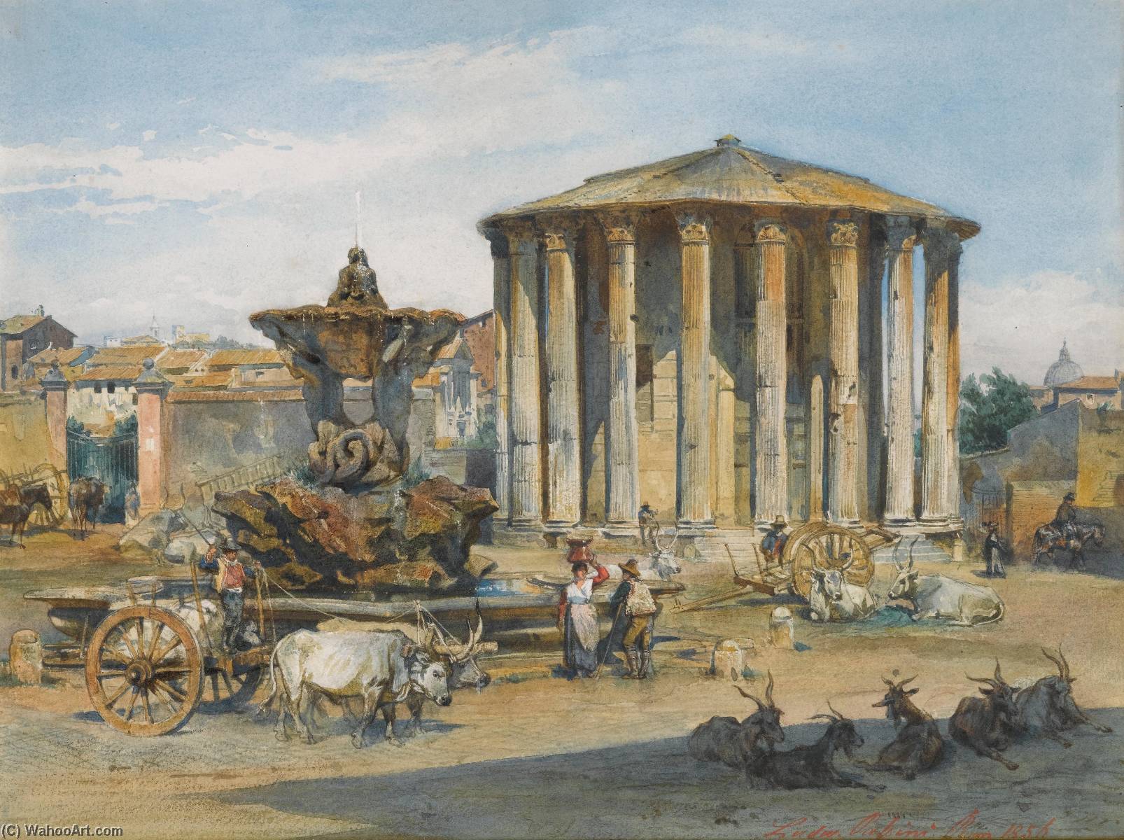 Buy Museum Art Reproductions The temple of vesta, rome by Ludwig Johann ...