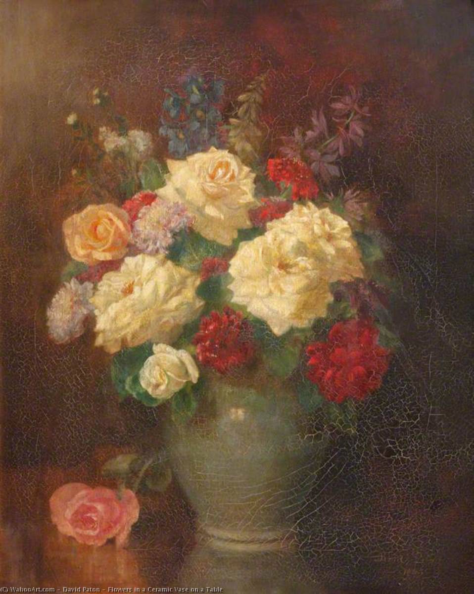 Flowers in a Ceramic Vase on a Table, 1928 by David Paton David Paton ...
