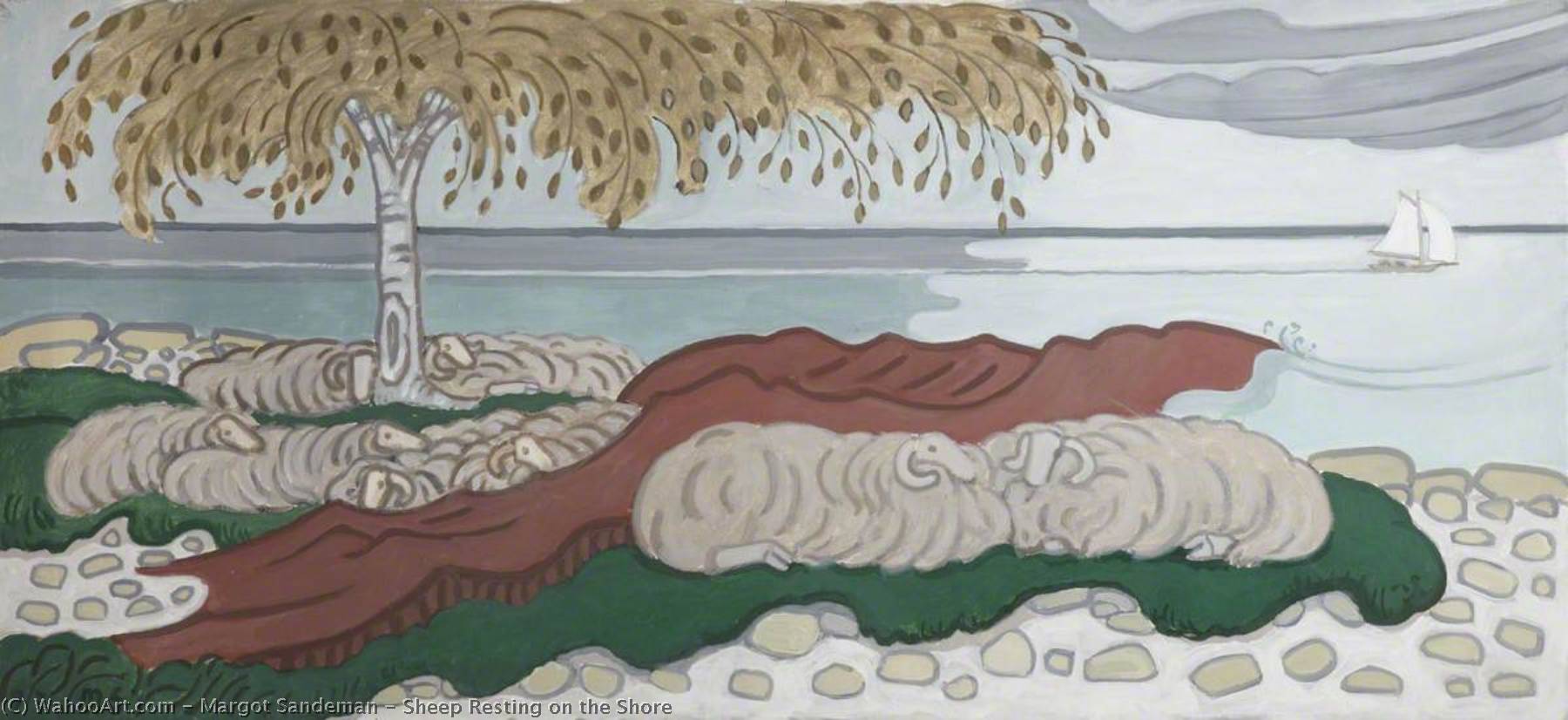 Sheep Resting on the Shore, 1997 by Margot Sandeman (1922-2009) Margot ...