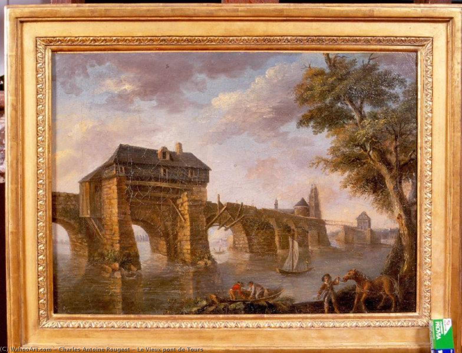 Le Vieux pont de Tours by Charles Antoine Rougeot Charles Antoine ...
